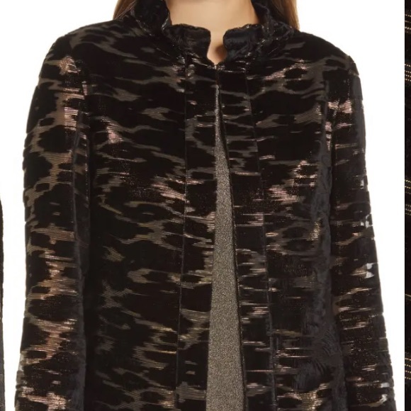 Ming Wang | Jackets & Coats | Ming Wang Leopard Metallic Velvet Burnout ...
